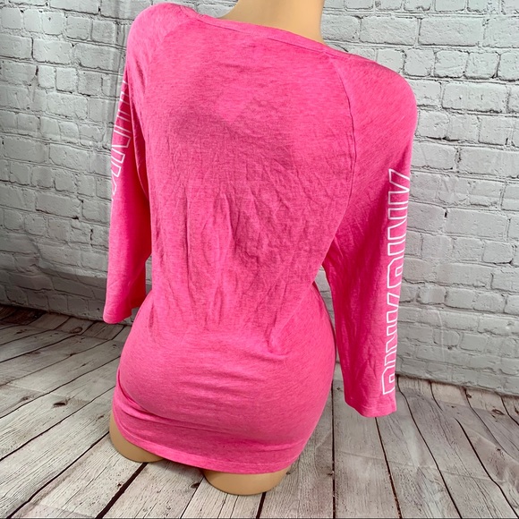 PINK Victoria's Secret | Tops | Vs Pink Logo Print 34 Sleeve Tee Shirt ...